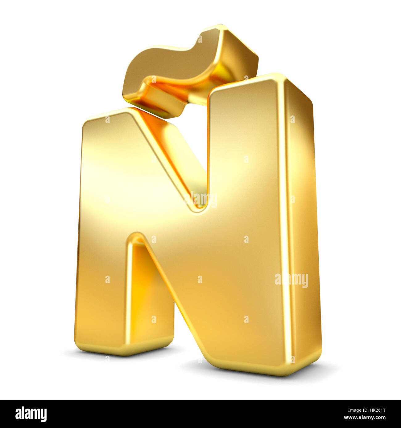 3d gold metal letter enie isolated white background Stock Photo - Alamy