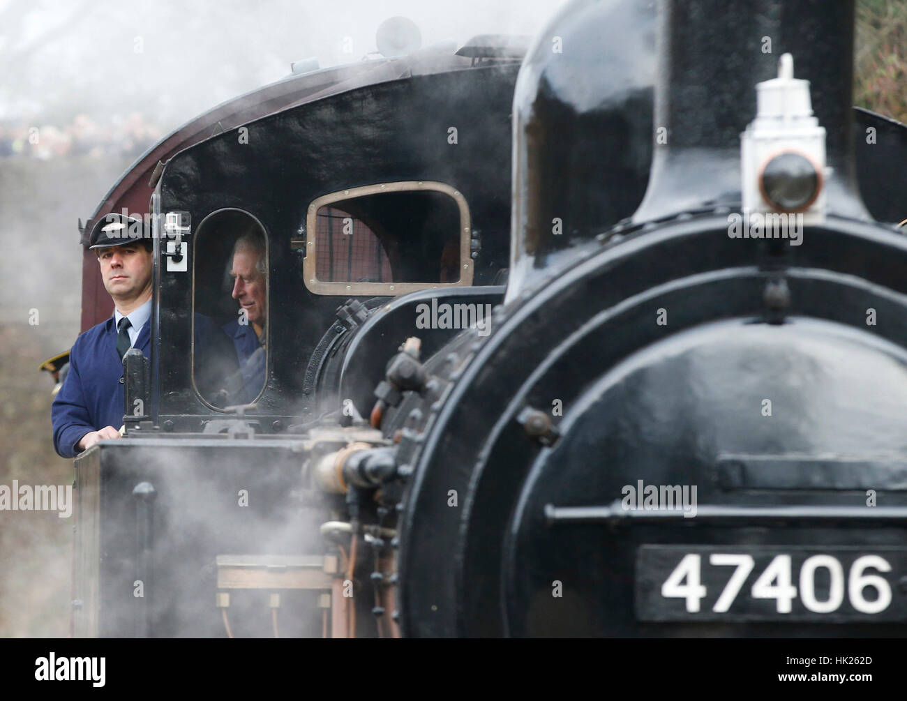 The Prince of Wales travels in the cab of a steam locomotive as he ...