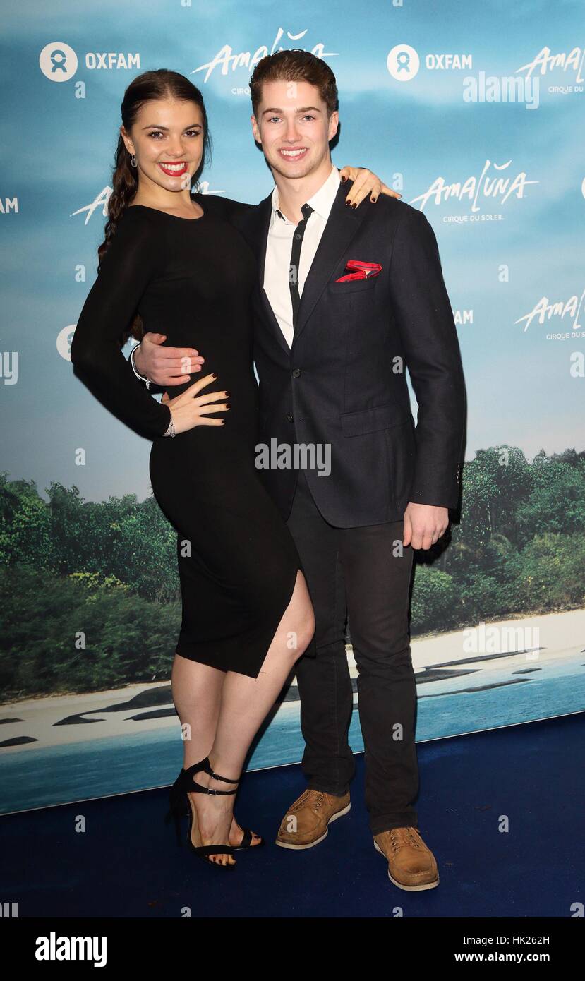 London, UK. Chloe Hewitt and AJ Pritchard at Cirque du Soleil: Amaluna ...