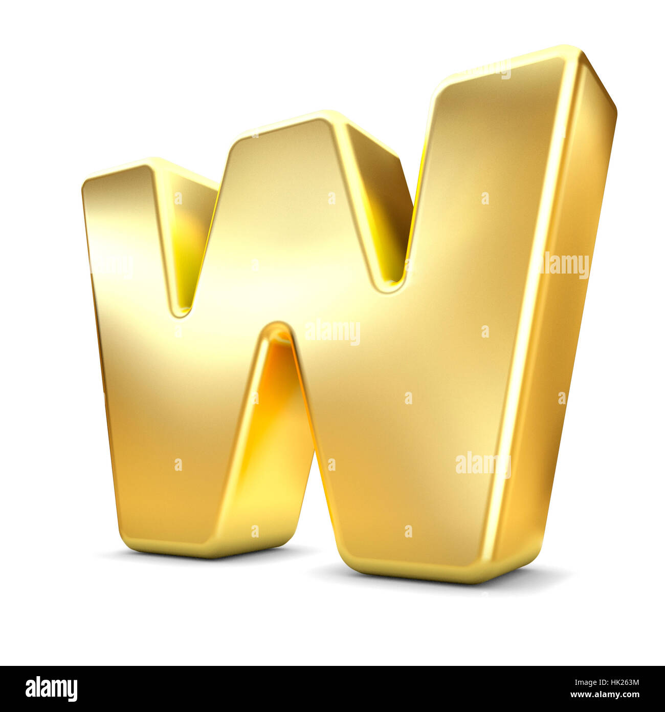3d gold metal letter W isolated white background Stock Photo - Alamy
