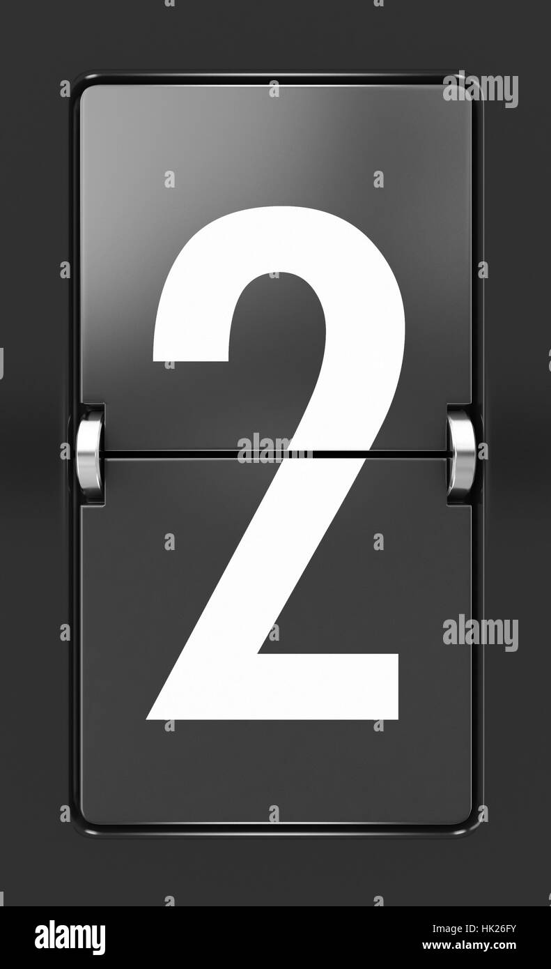 Number 2 two on a mechanical timetable counter. Airport Stock Photo - Alamy