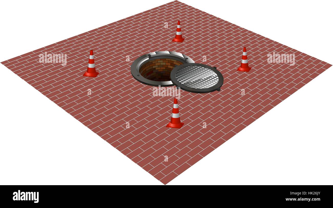 open hatch with four cones. Vector illustration Stock Vector Image ...