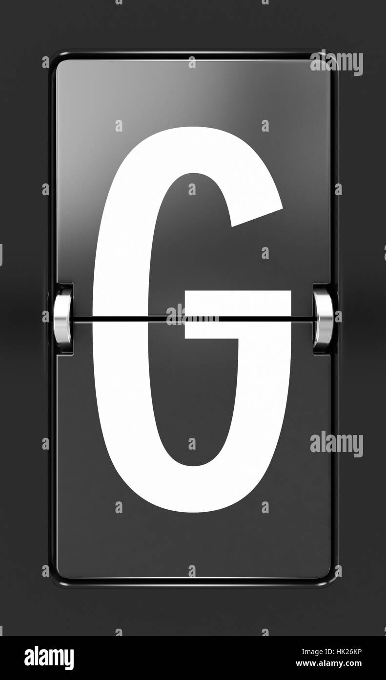 Letter G on a mechanical timetable Stock Photo - Alamy