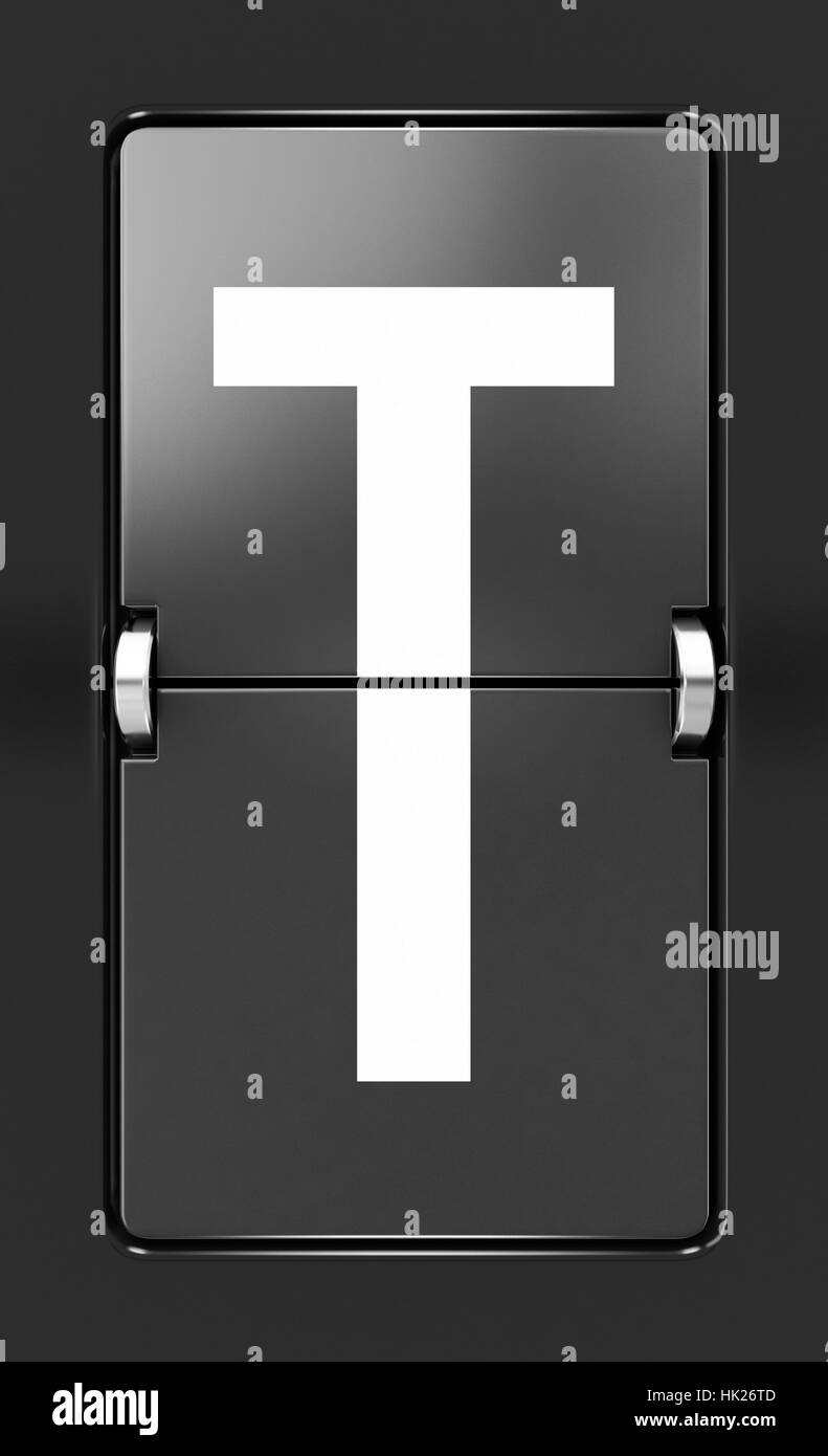 Letter T on a mechanical timetable Stock Photo - Alamy
