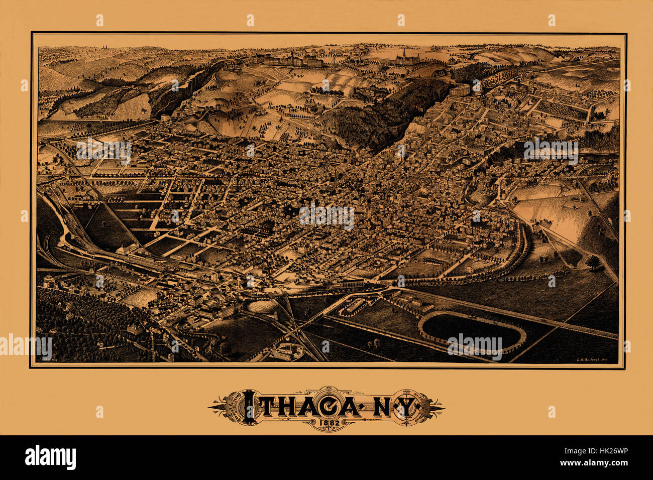 Map of ithaca 1882 hi-res stock photography and images - Alamy