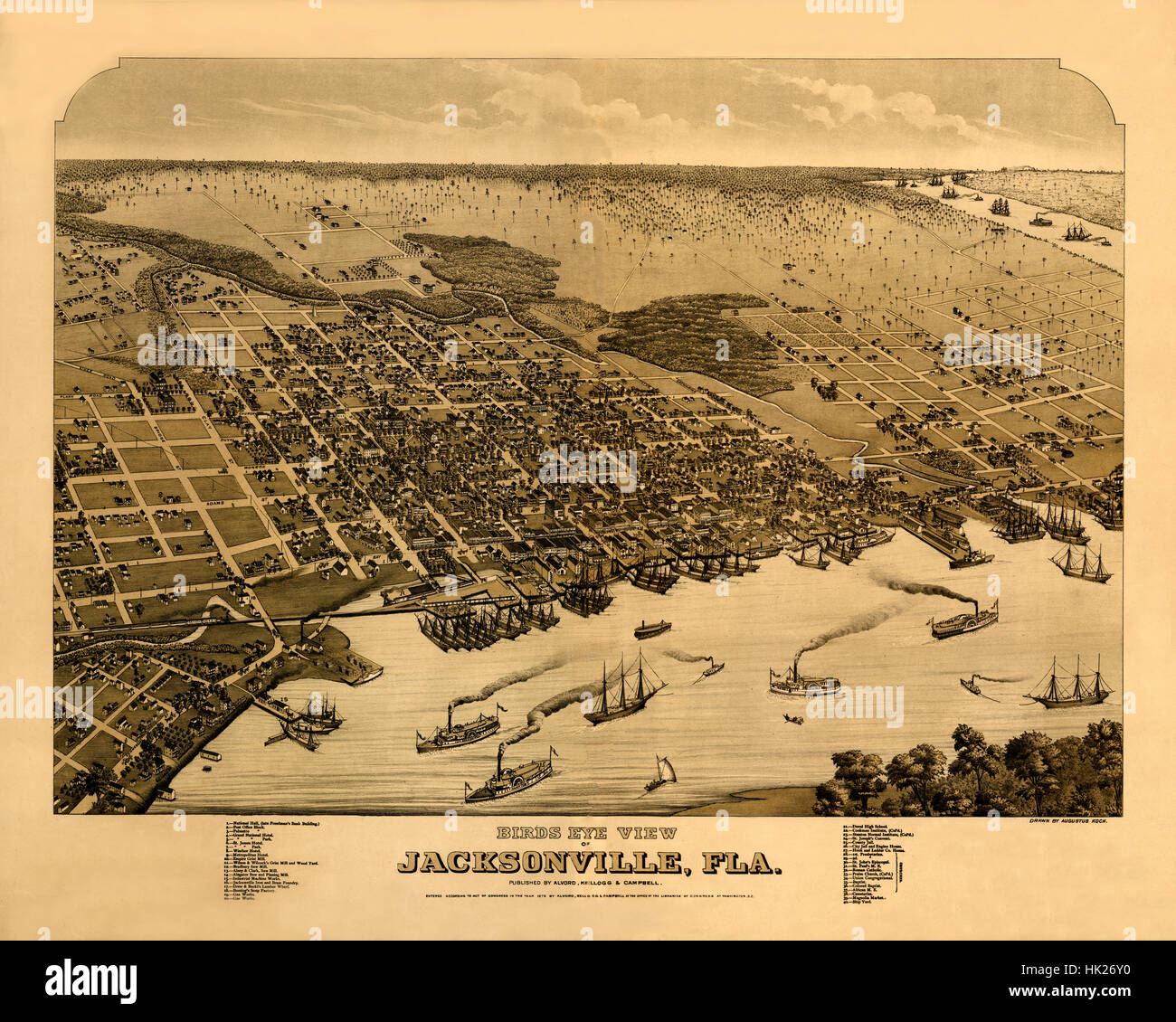 Map Of Jacksonville 1876 Stock Photo - Alamy