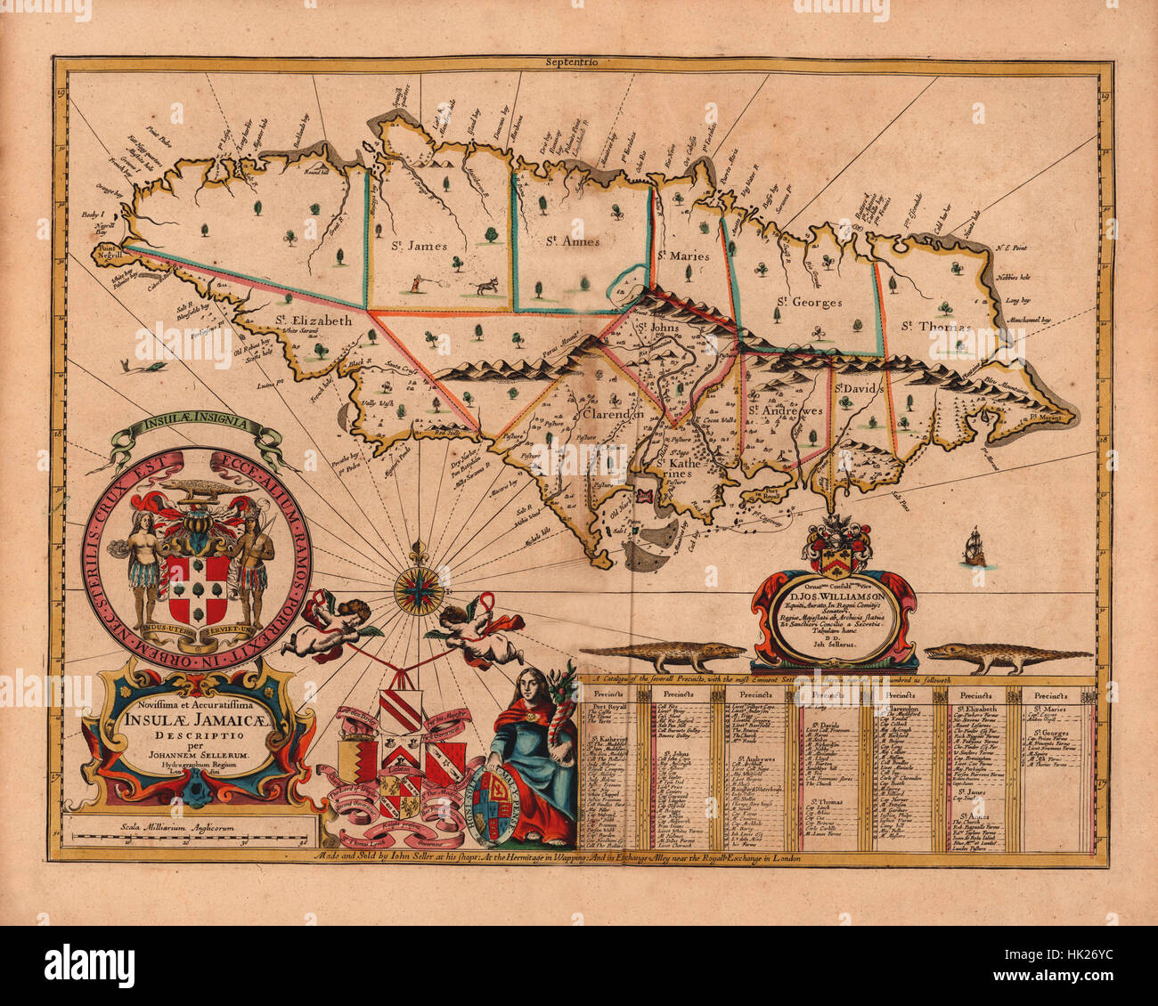 Map Of Jamaica 1671 Stock Photo - Alamy