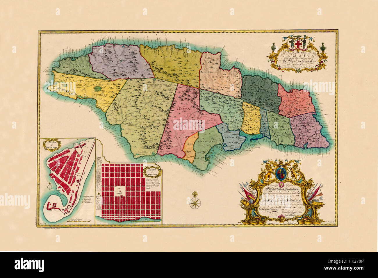 Map Of Jamaica 1753 Stock Photo - Alamy