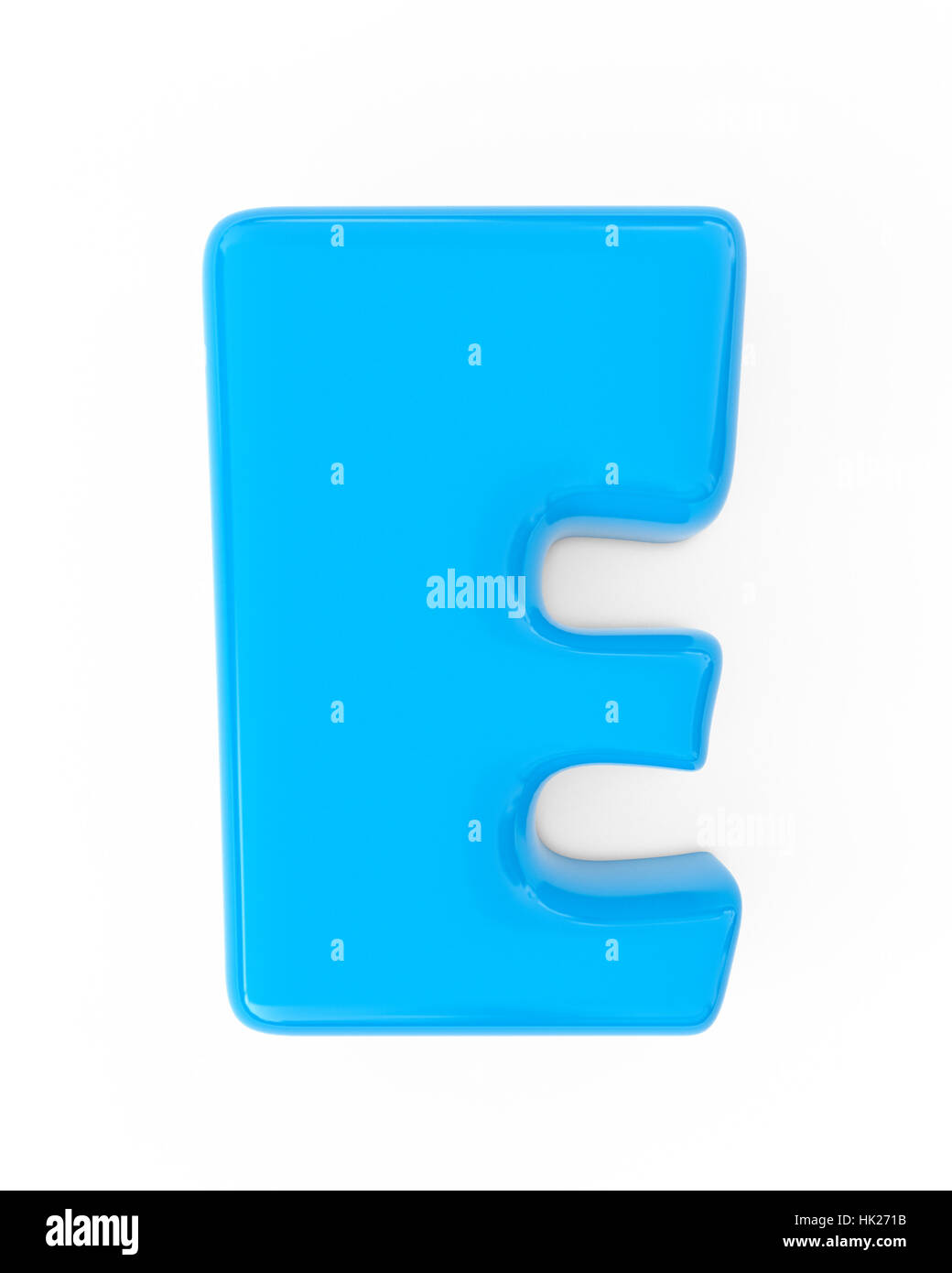 3d blue funny bubble number E letter isolated white background Stock ...