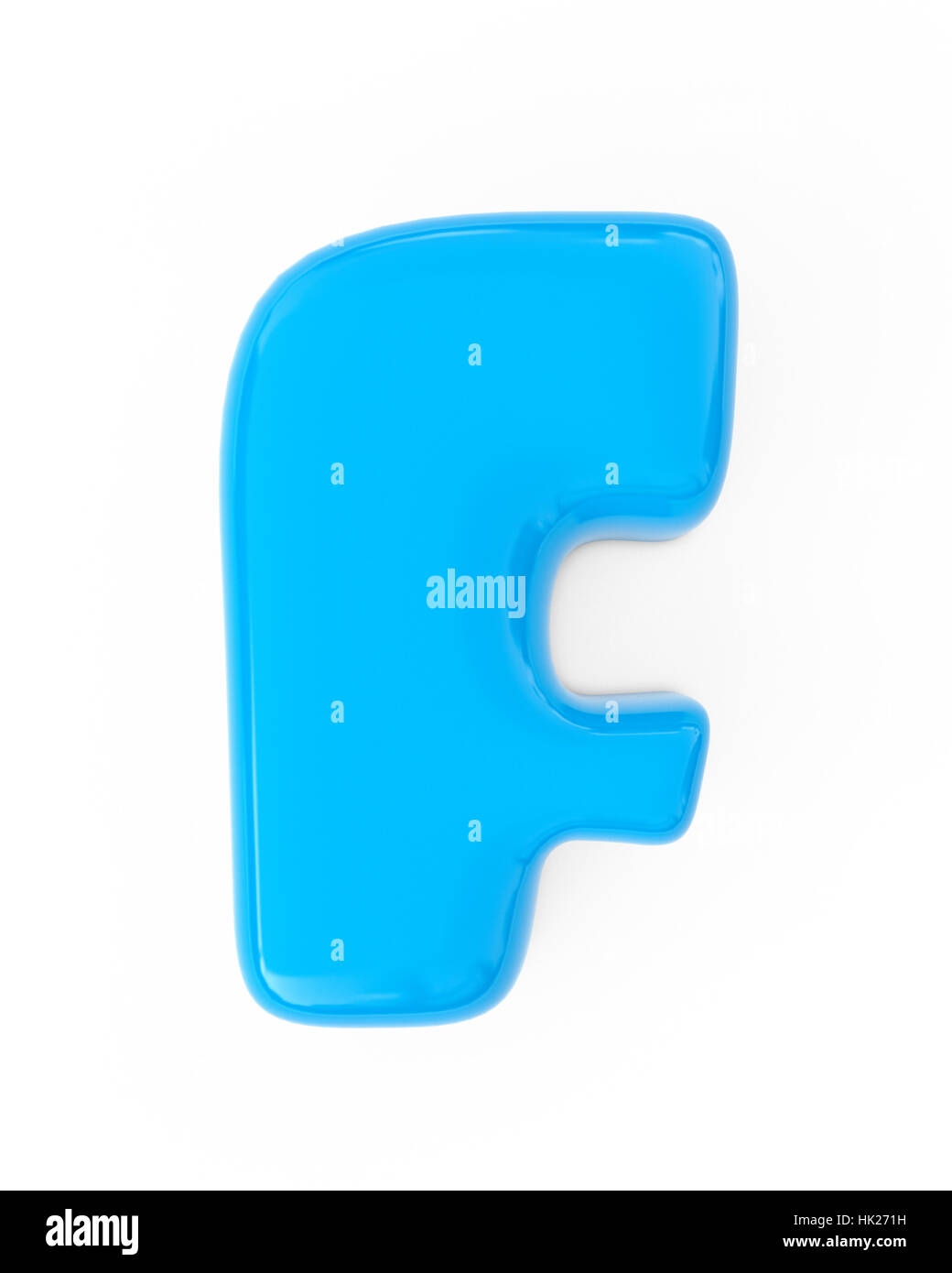 3d blue funny bubble number F letter isolated white background Stock ...