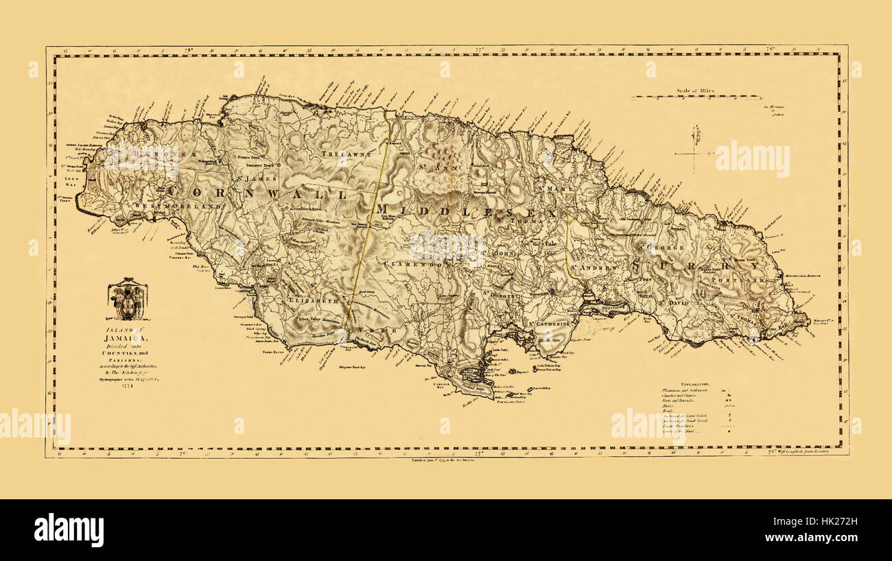 Map of jamaica 1774 hi-res stock photography and images - Alamy