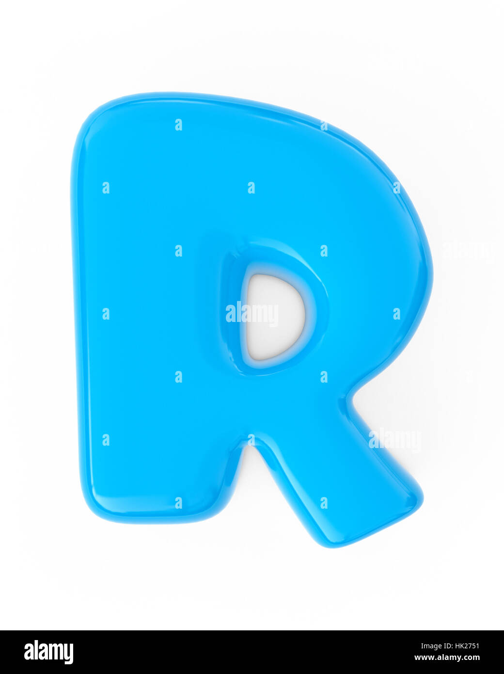 3d blue funny bubble number R letter isolated white background Stock ...