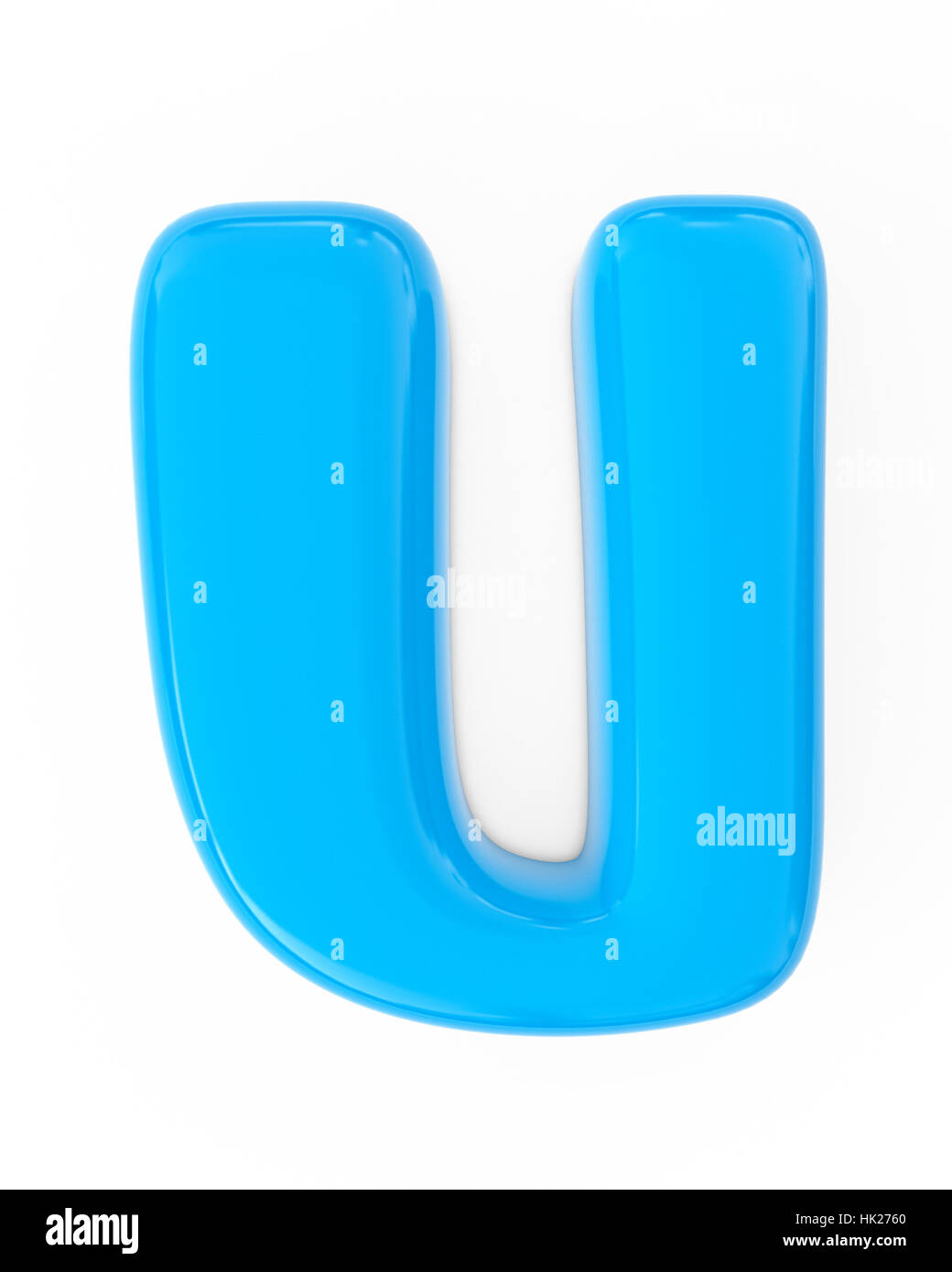 3d blue funny bubble number U letter isolated white background Stock ...