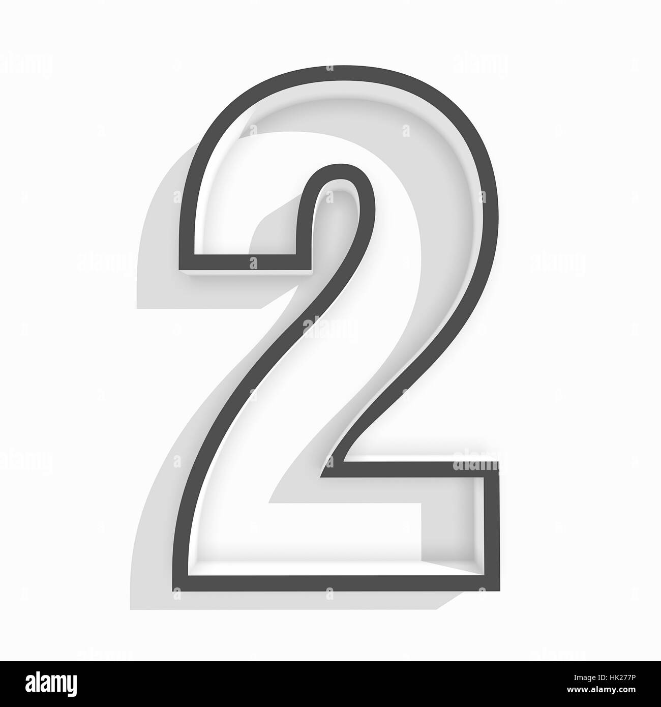white isolated number 2 two in white background with shadow Stock Photo ...