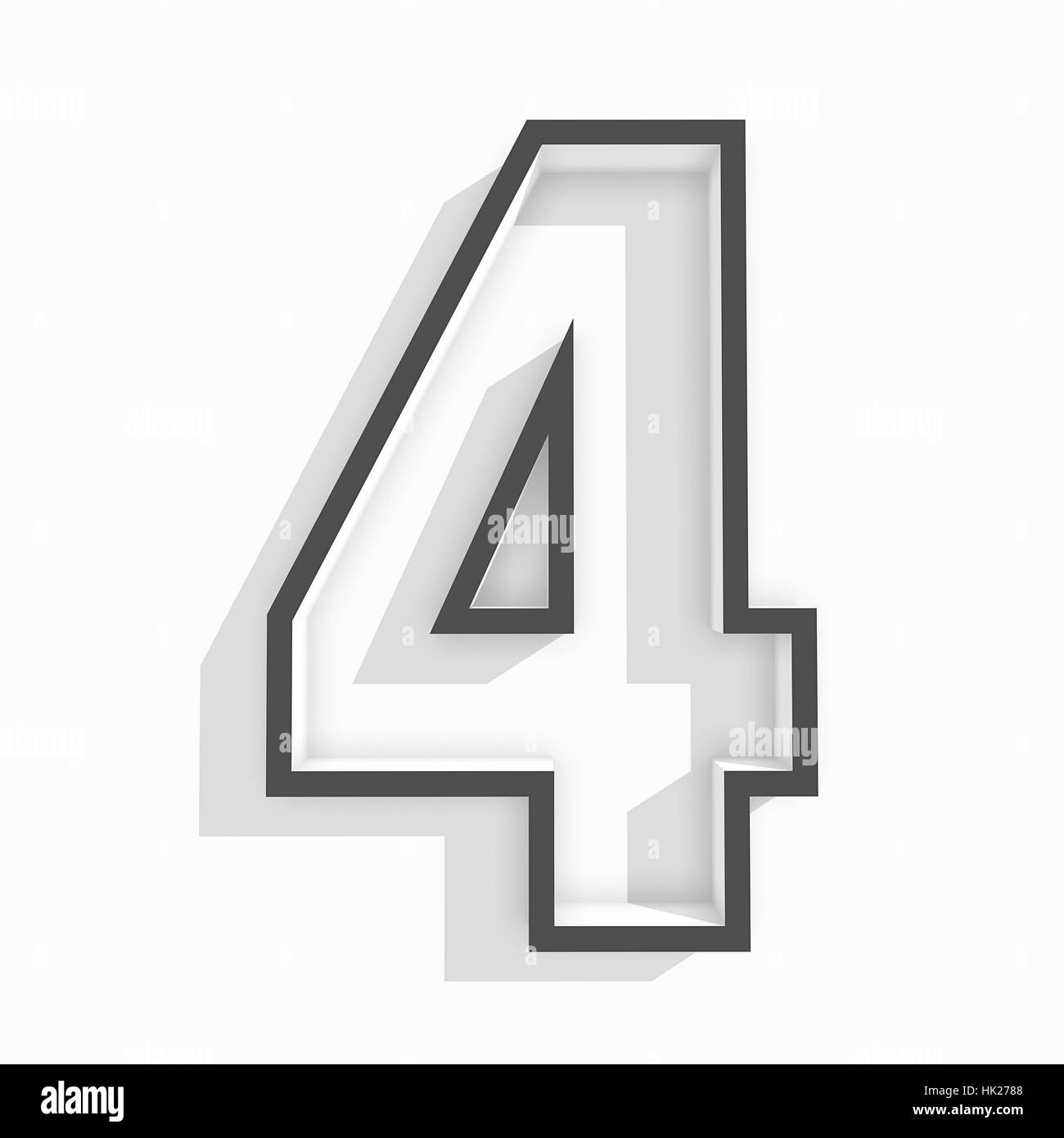 white isolated number 4 four in white background with shadow Stock ...