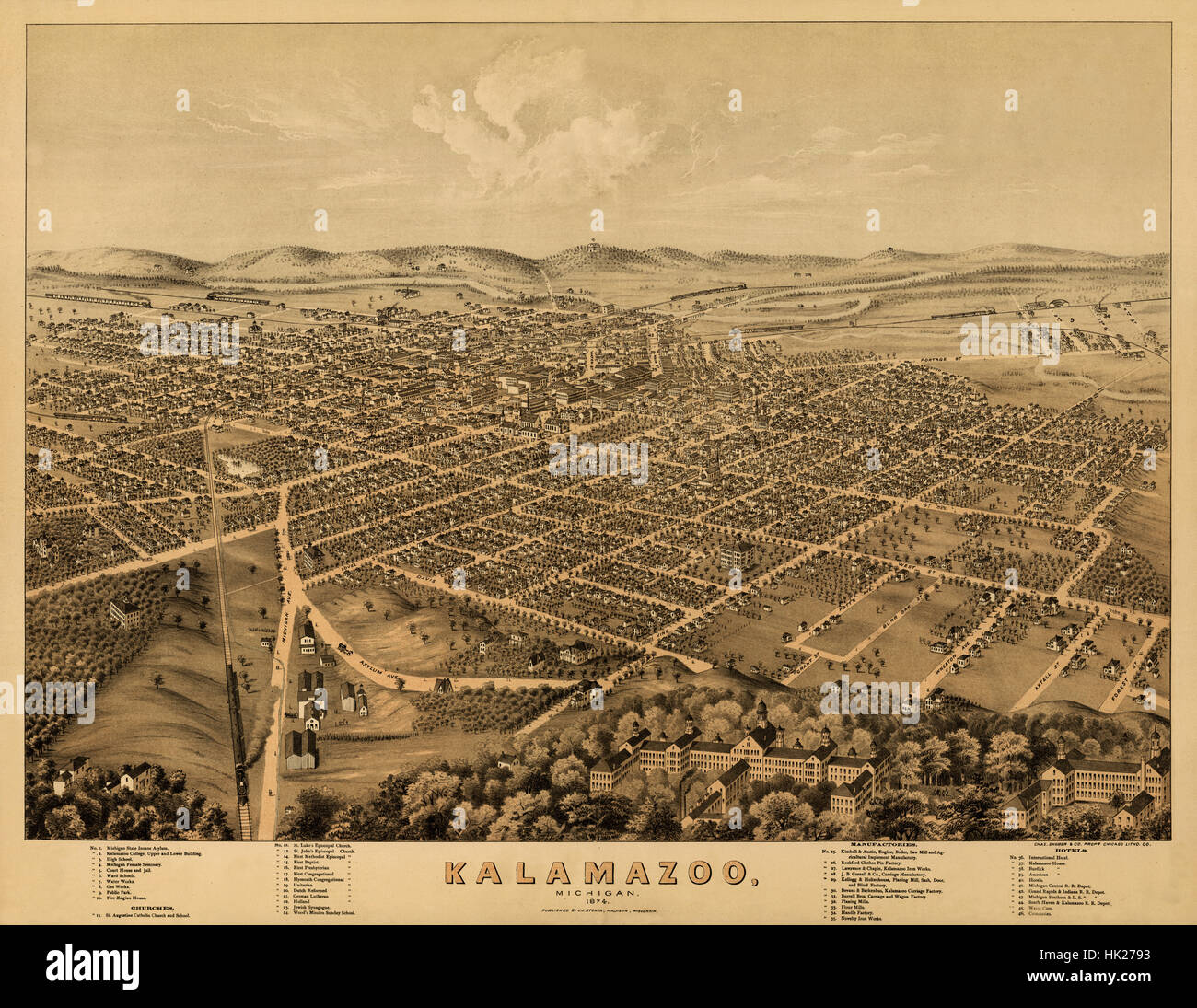 Vintage map of kalamazoo hi-res stock photography and images - Alamy