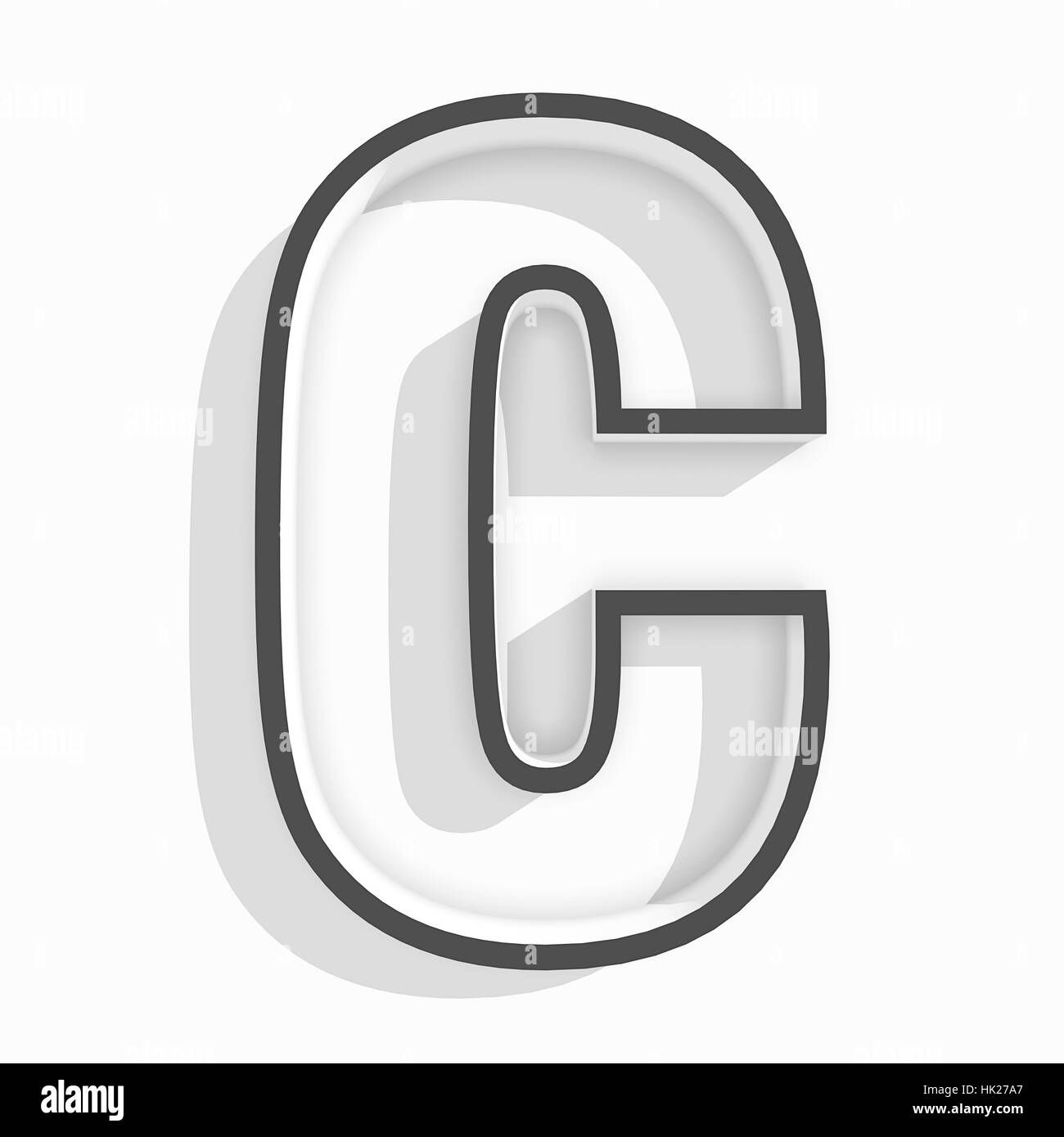 white isolated letter C in white background with shadow Stock Photo - Alamy