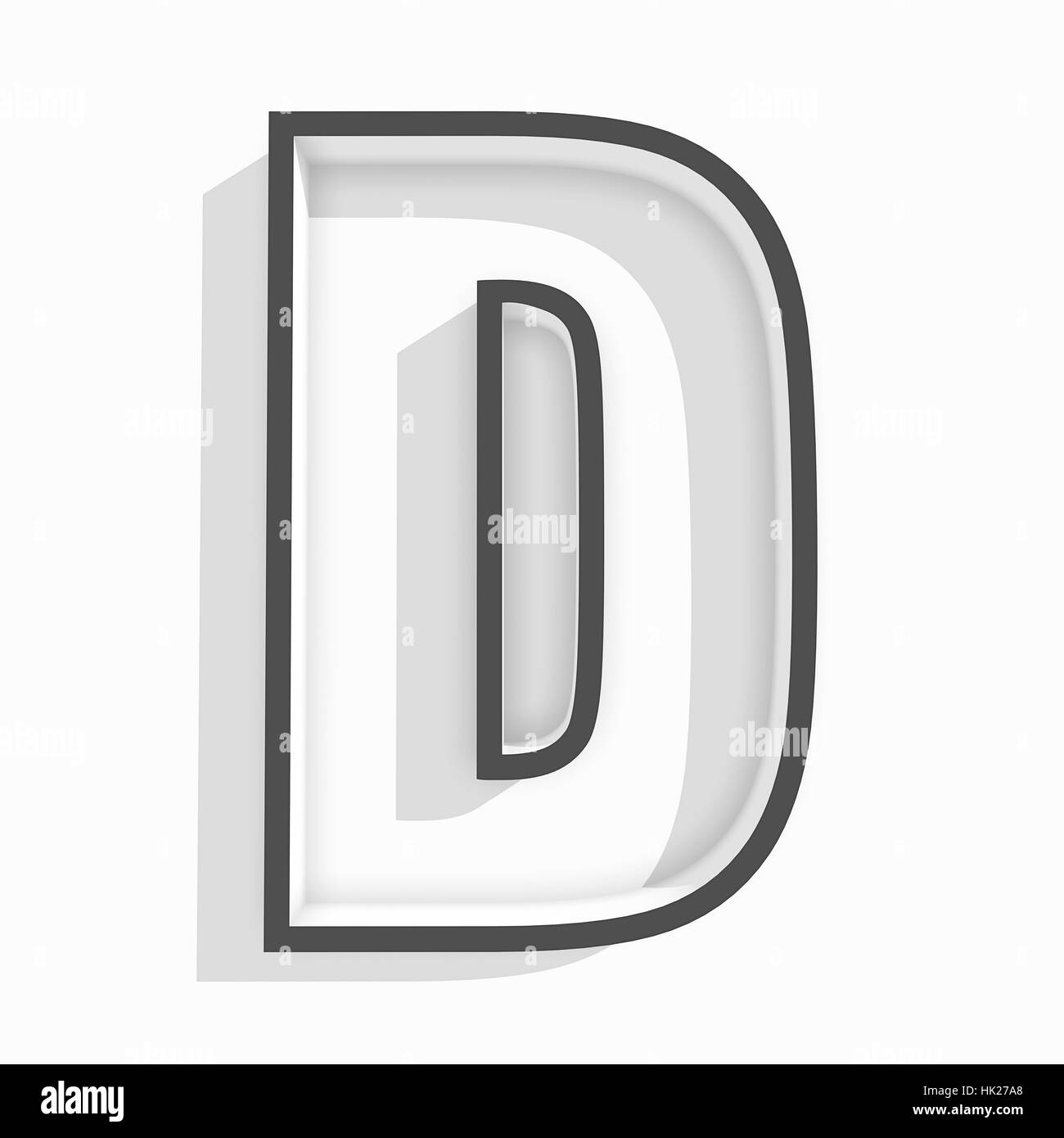 white isolated letter D in white background with shadow Stock Photo - Alamy