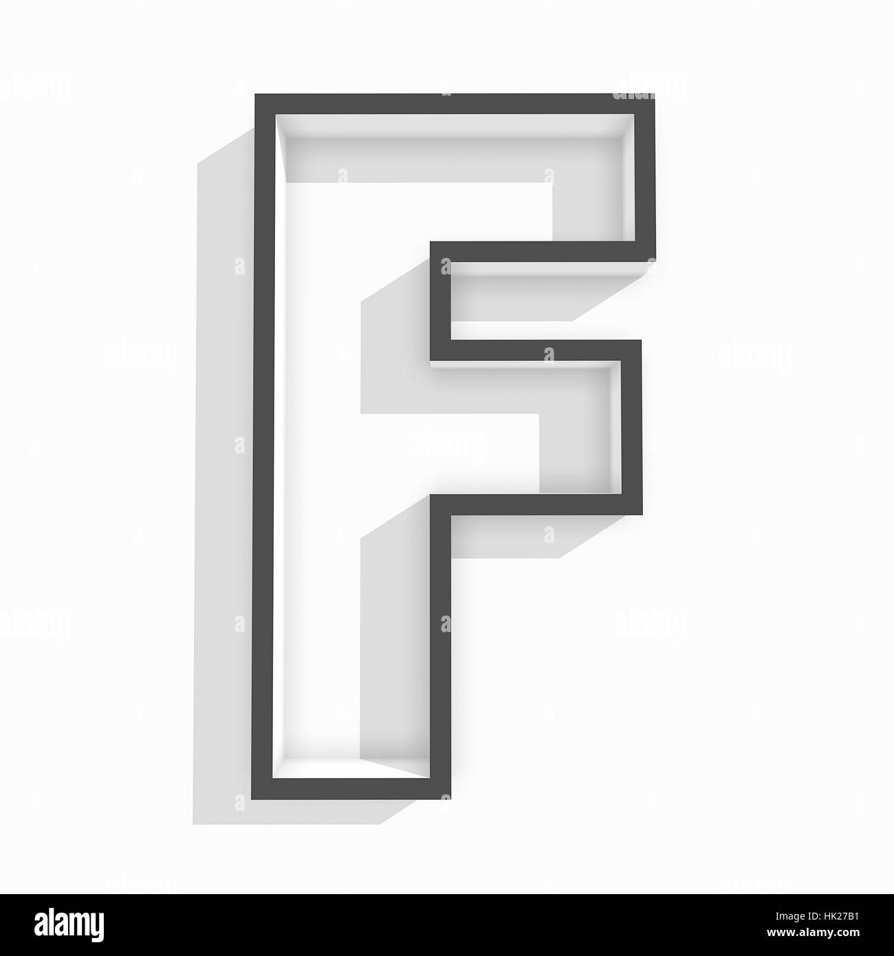 white isolated letter F in white background with shadow Stock Photo - Alamy