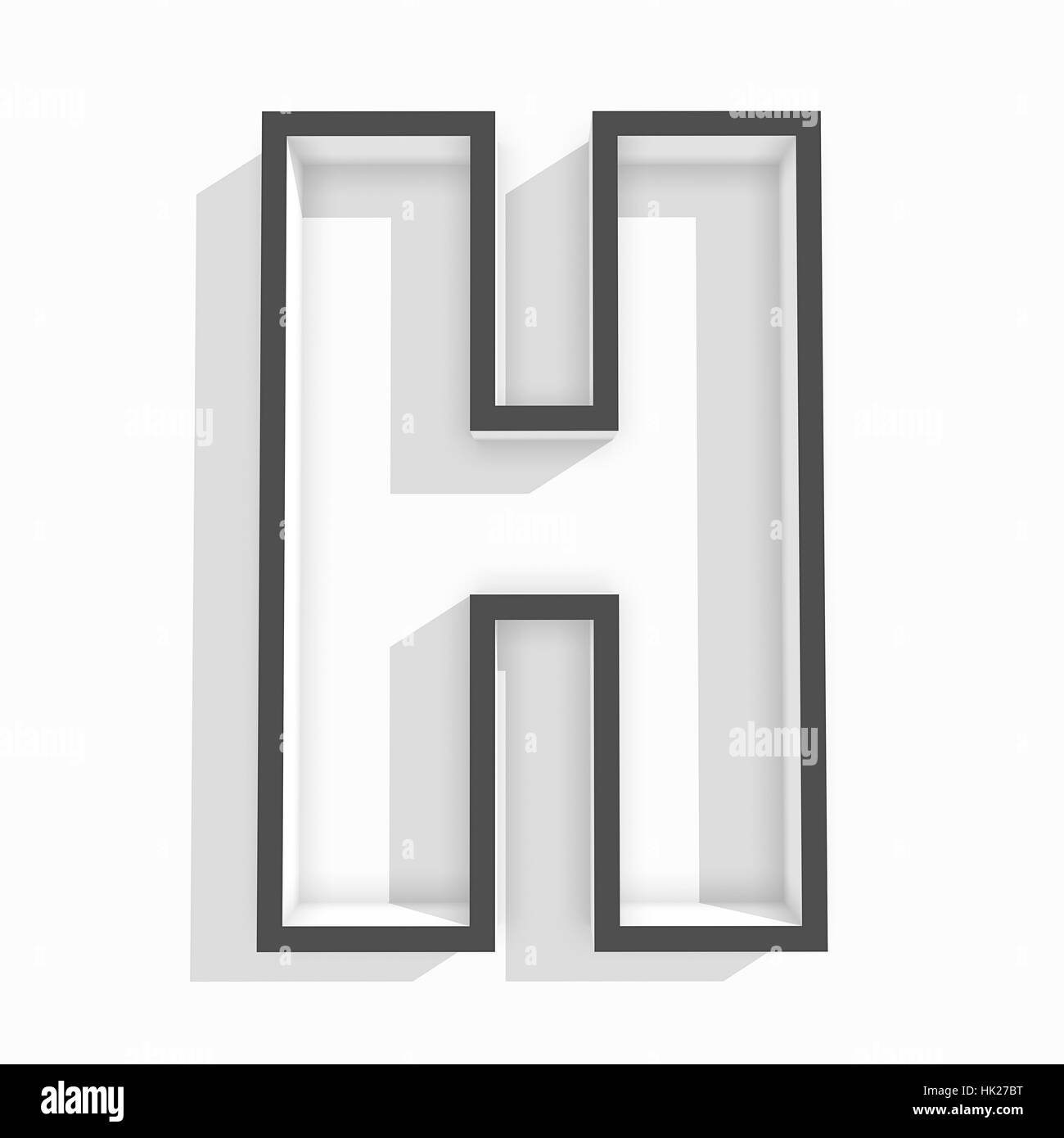 white isolated letter H in white background with shadow Stock Photo - Alamy