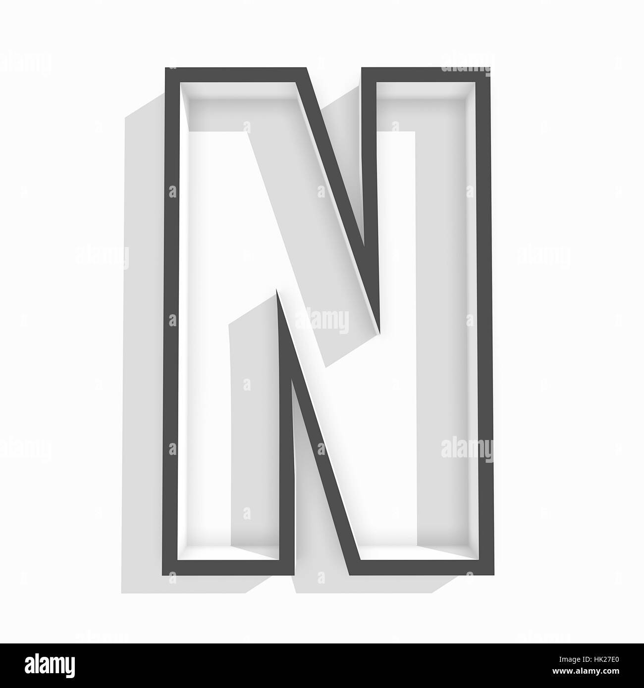 white isolated letter N in white background with shadow Stock Photo - Alamy