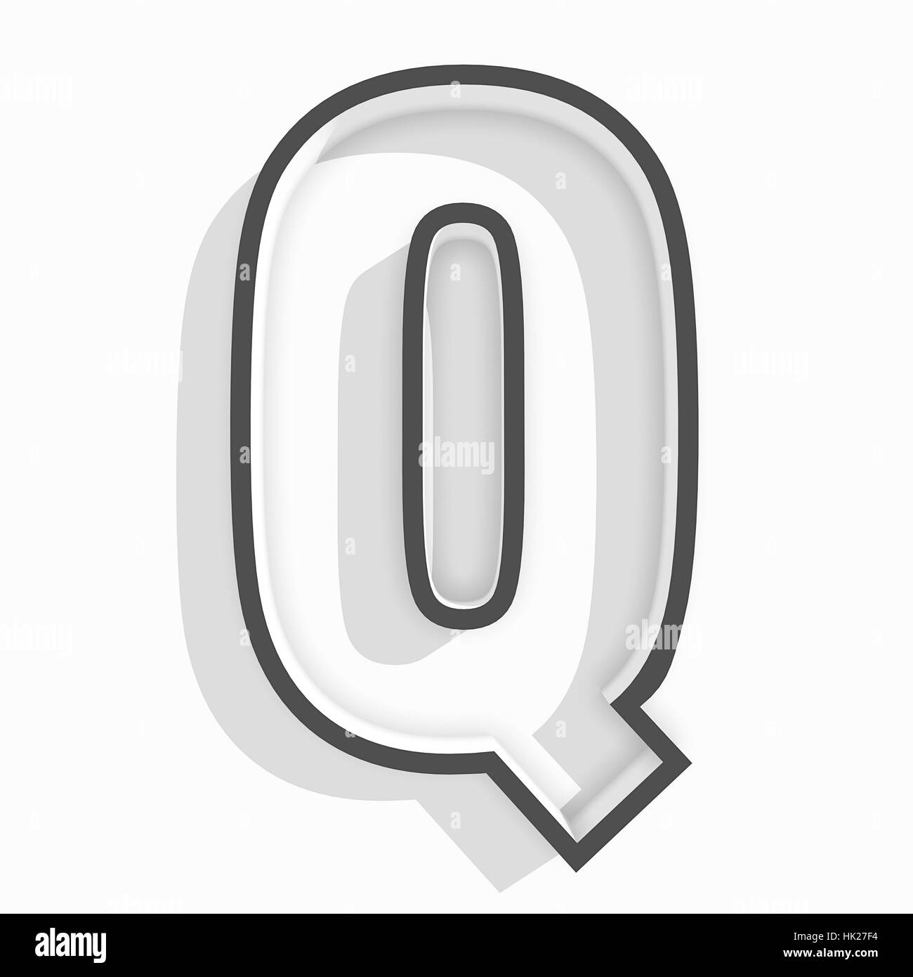 white isolated letter Q in white background with shadow Stock Photo - Alamy