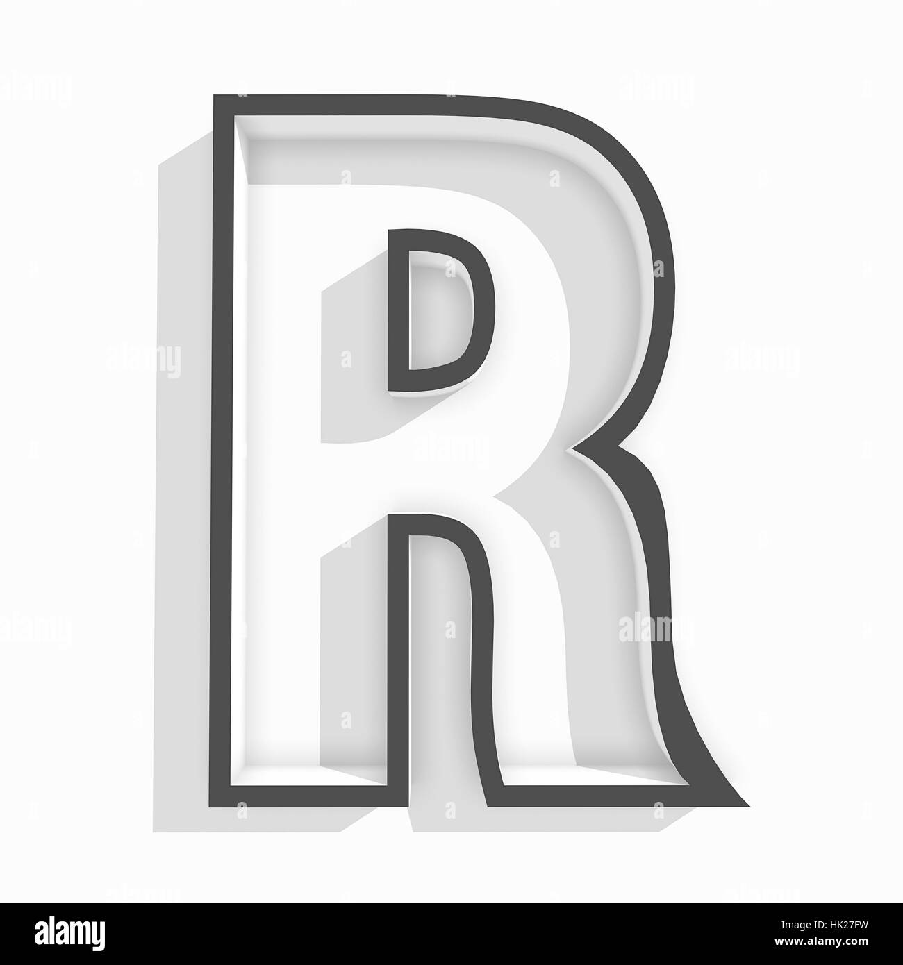 white isolated letter R in white background with shadow Stock Photo - Alamy