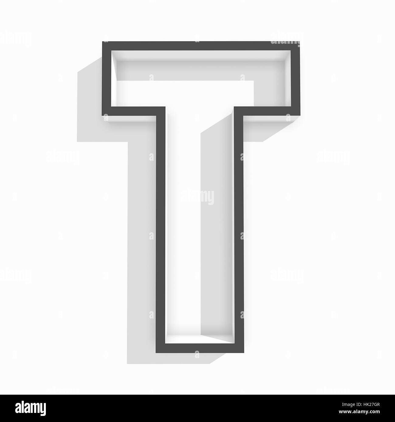 white isolated letter T in white background with shadow Stock Photo - Alamy