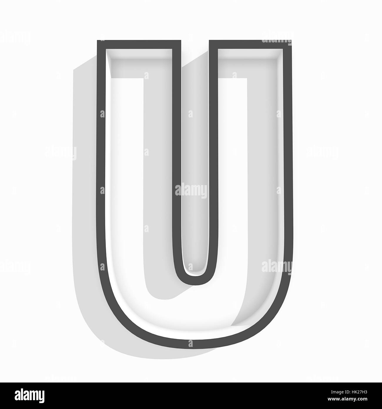 white isolated letter U in white background with shadow Stock Photo - Alamy