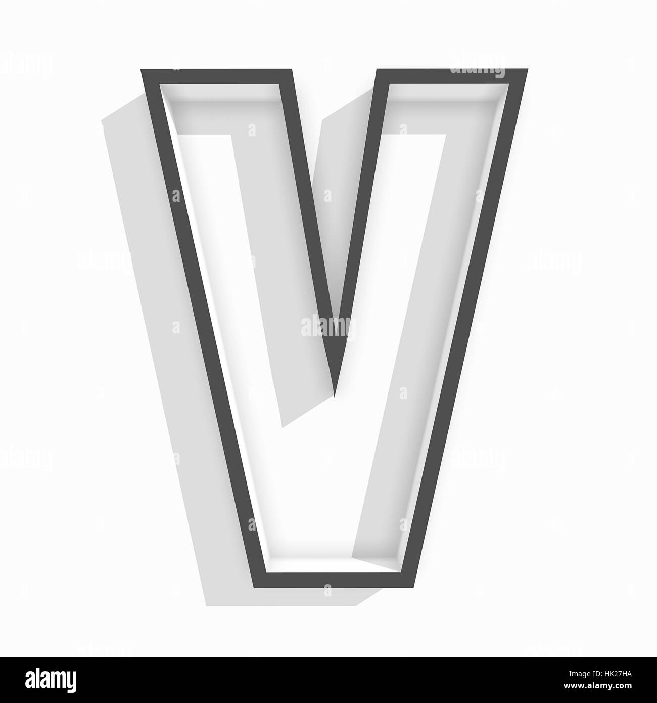 white isolated letter V in white background with shadow Stock Photo - Alamy