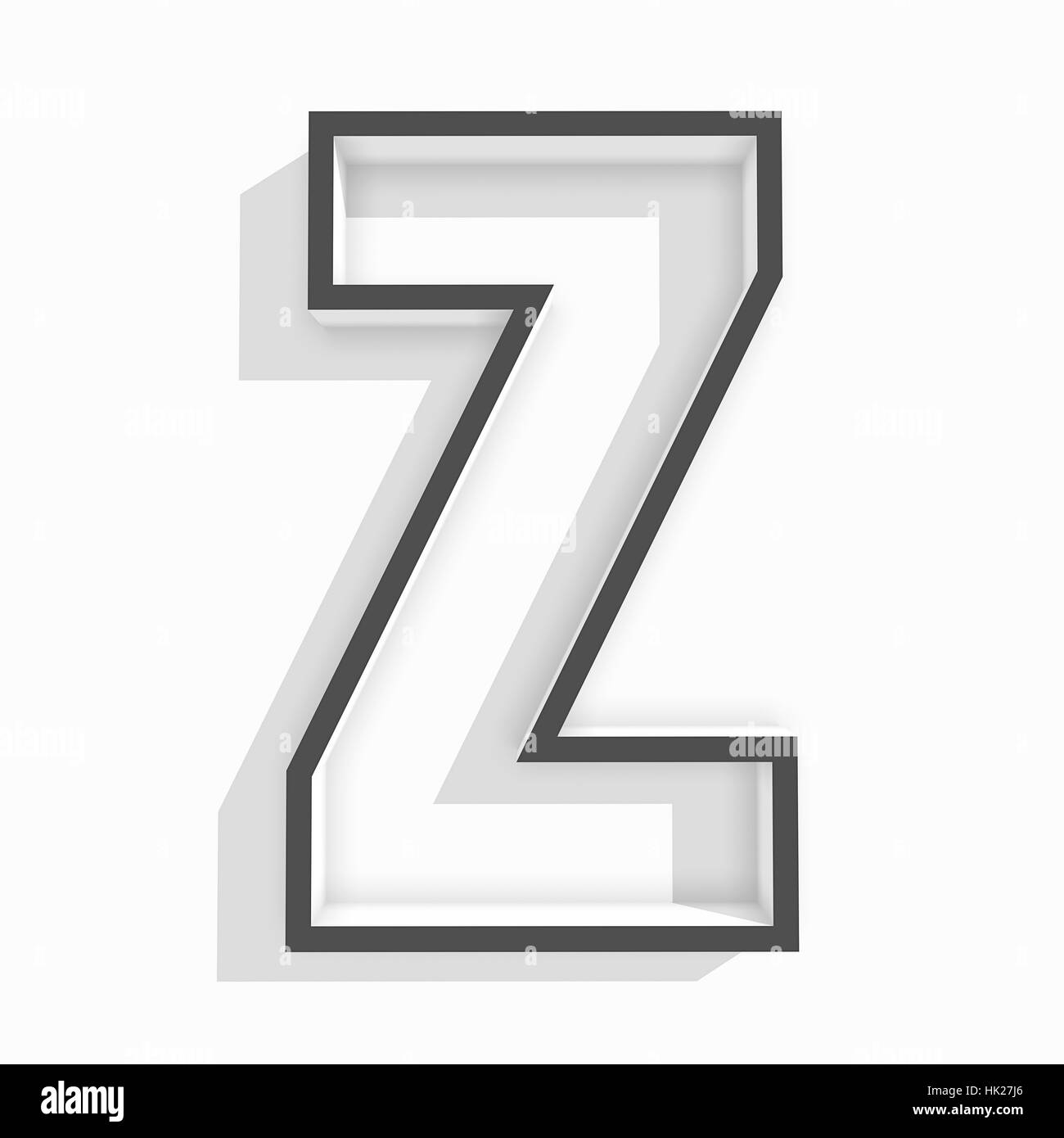 white isolated letter Z in white background with shadow Stock Photo - Alamy