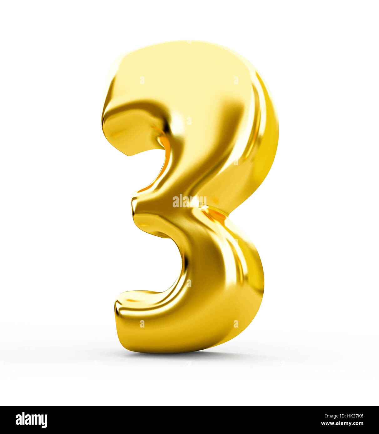 3d gold metal number 3 three isolated white background Stock Photo - Alamy