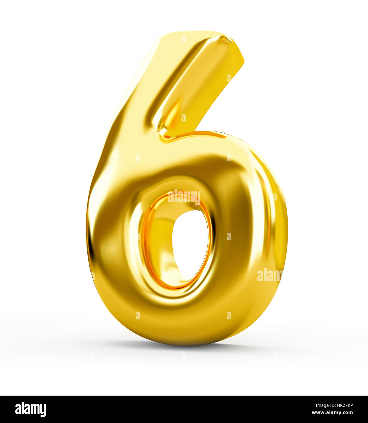 3d gold metal number 6 six isolated white background Stock Photo - Alamy