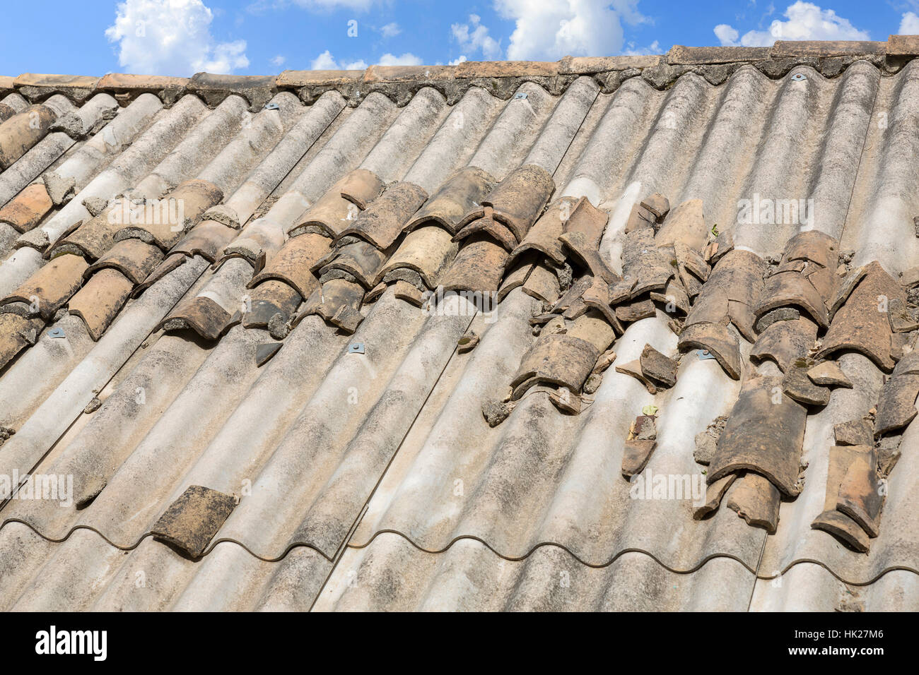 roofed with asbestos roof Stock Photo - Alamy