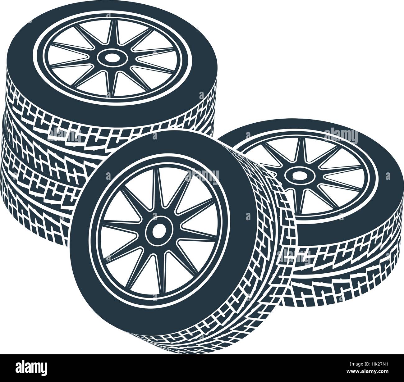 Two wheels with tires and wheels. Vector illustration Stock Vector ...