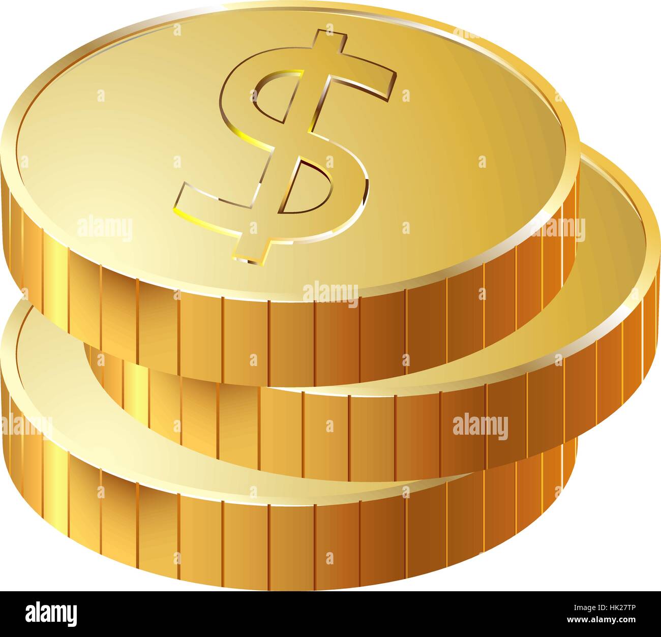 A stack of round gold coins. Vector illustration Stock Vector Image ...