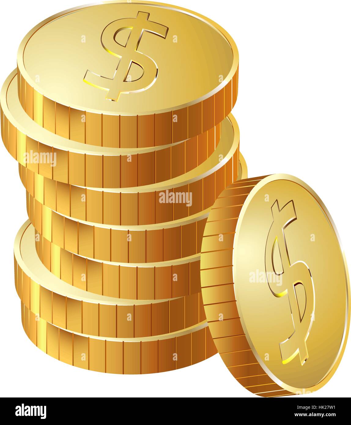 A stack of round gold coins. Vector illustration Stock Vector Image ...