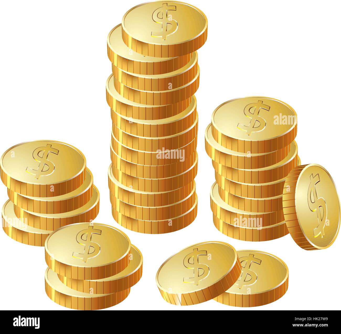 A stack of round gold coins. Vector illustration Stock Vector Image ...