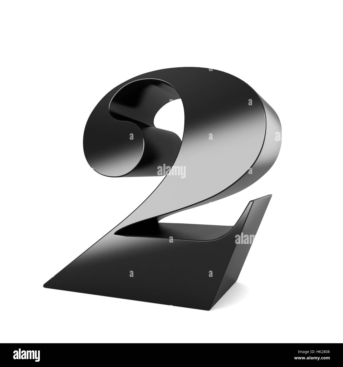 3d black metal number 2 two isolated white background Stock Photo - Alamy