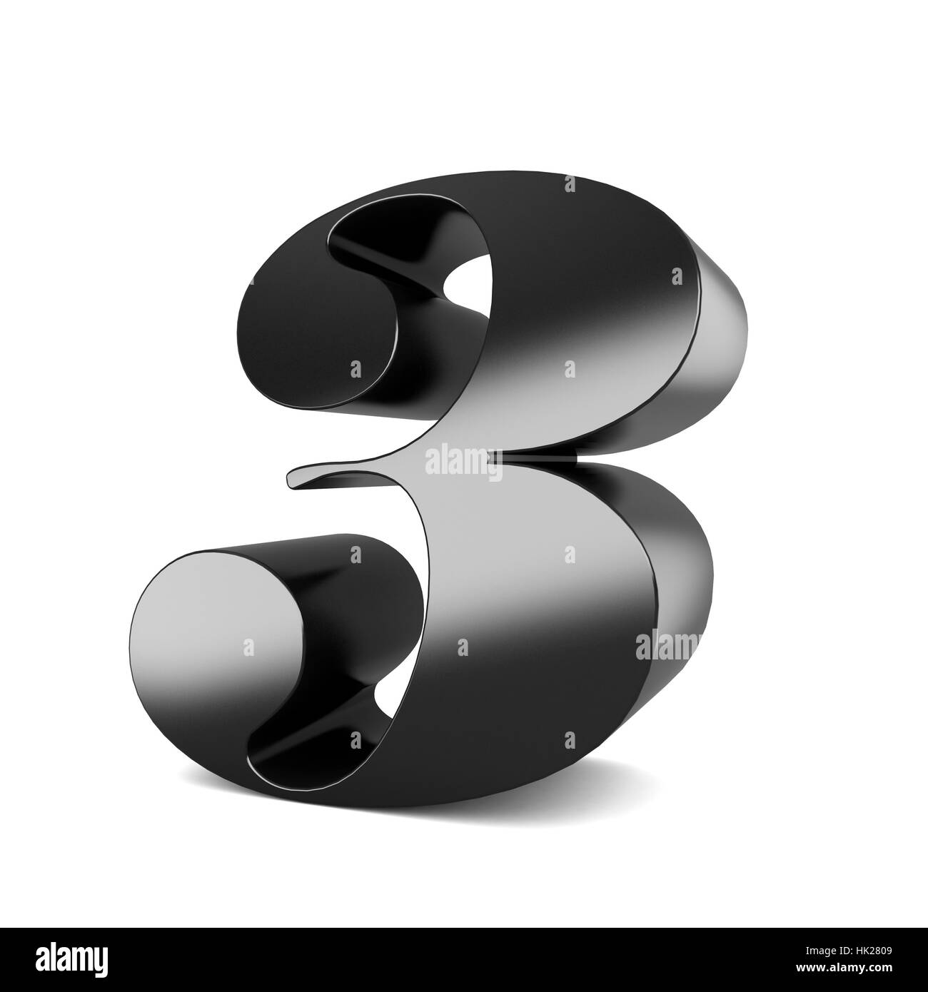 3d black metal number 3 three isolated white background Stock Photo - Alamy