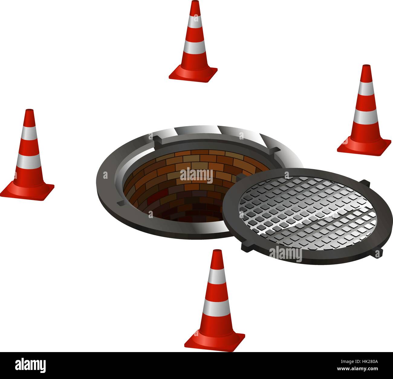 open hatch with four cones. Vector illustration Stock Vector Image ...
