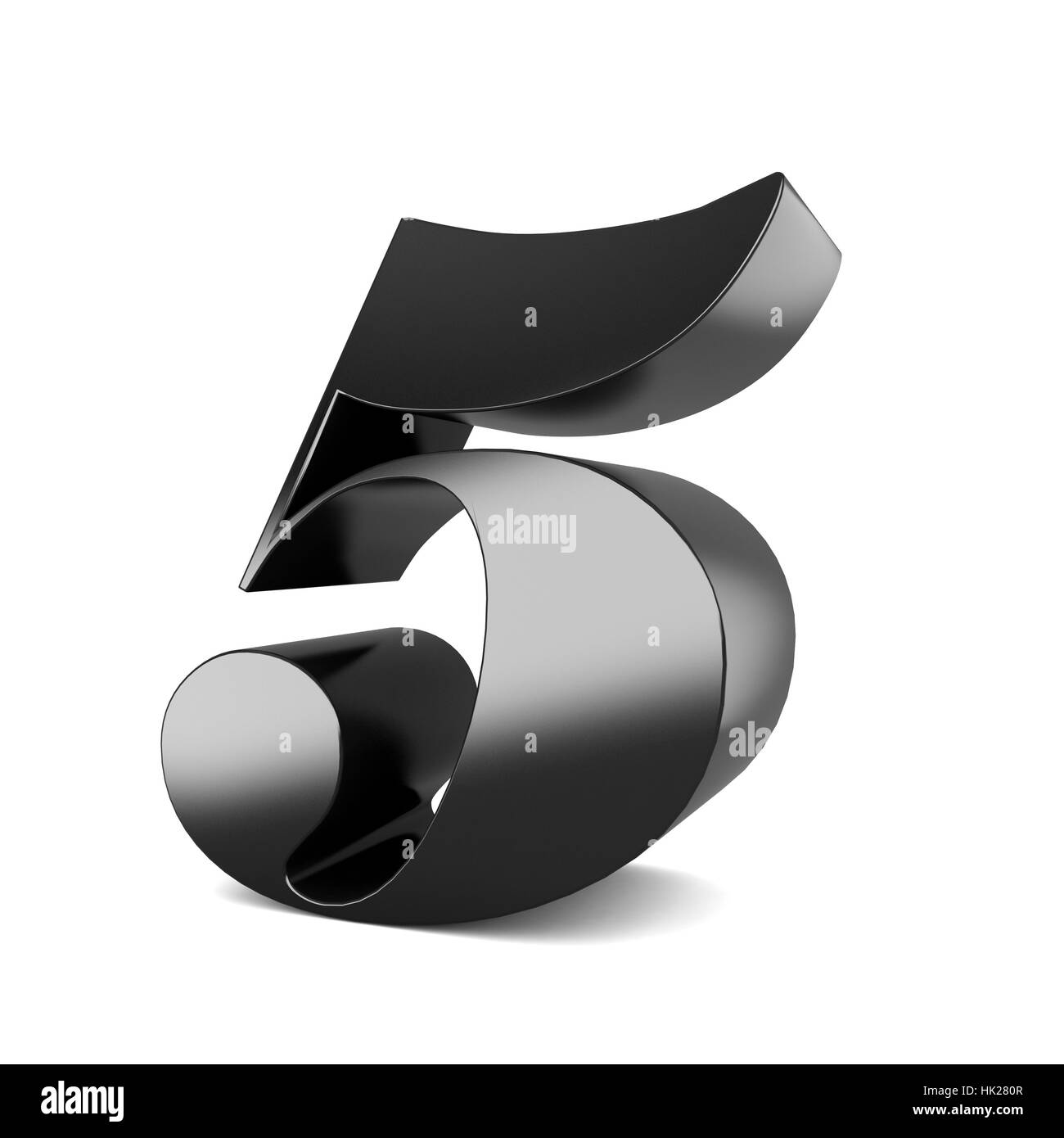 3d black metal number 5 five isolated white background Stock Photo - Alamy