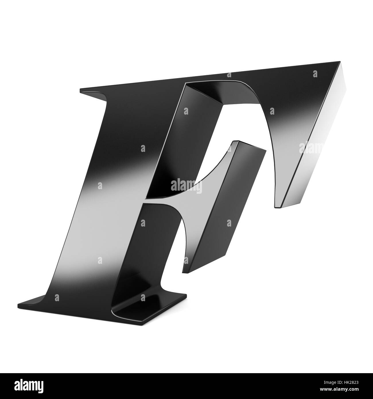 3d black metal letter F isolated white background Stock Photo - Alamy