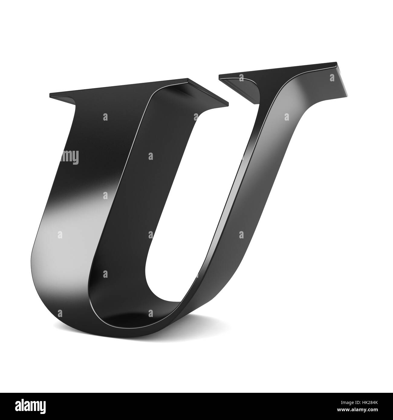 3d black metal letter U isolated white background Stock Photo - Alamy