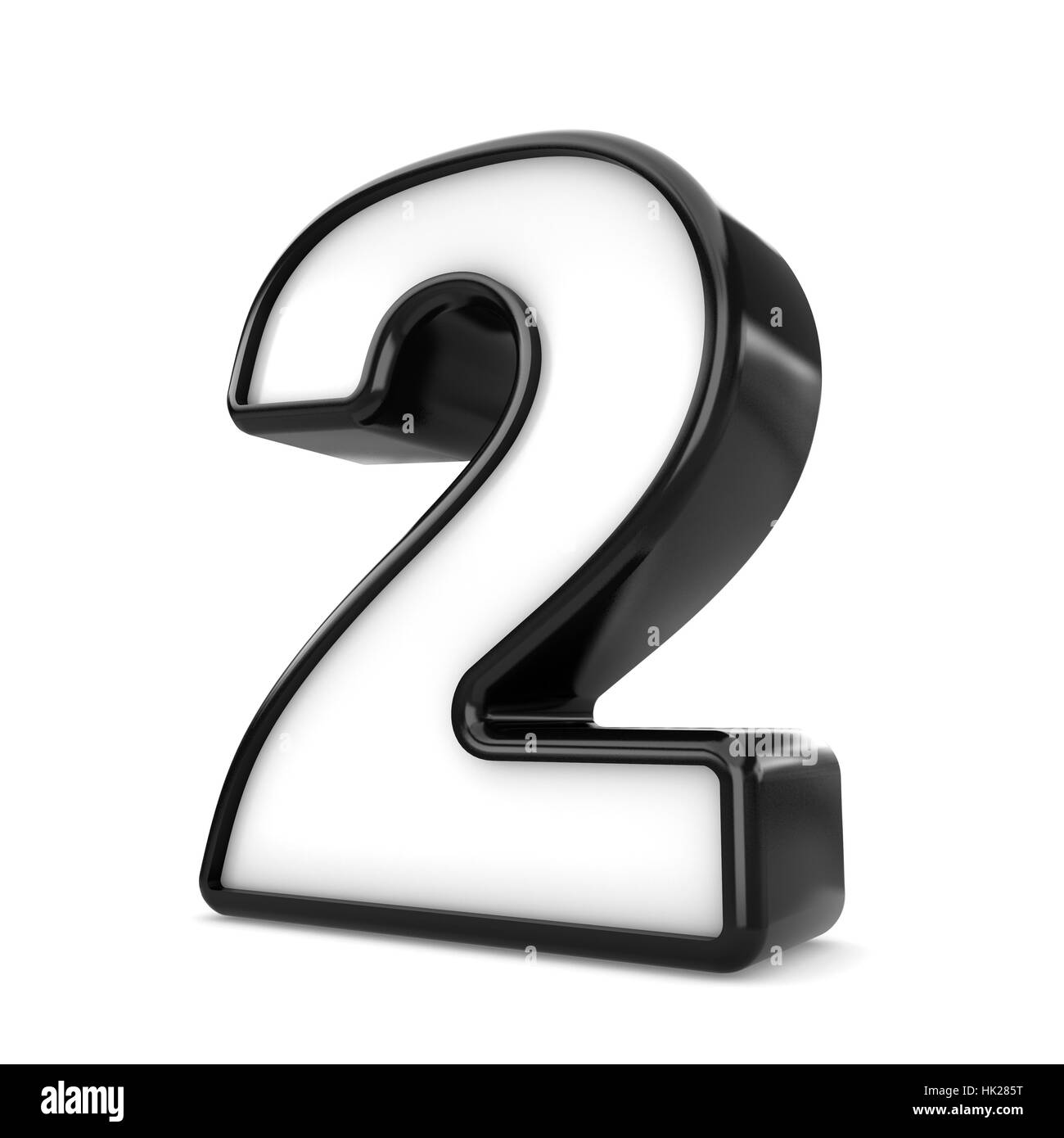 3d black plastic number 2 two isolated white background Stock Photo - Alamy