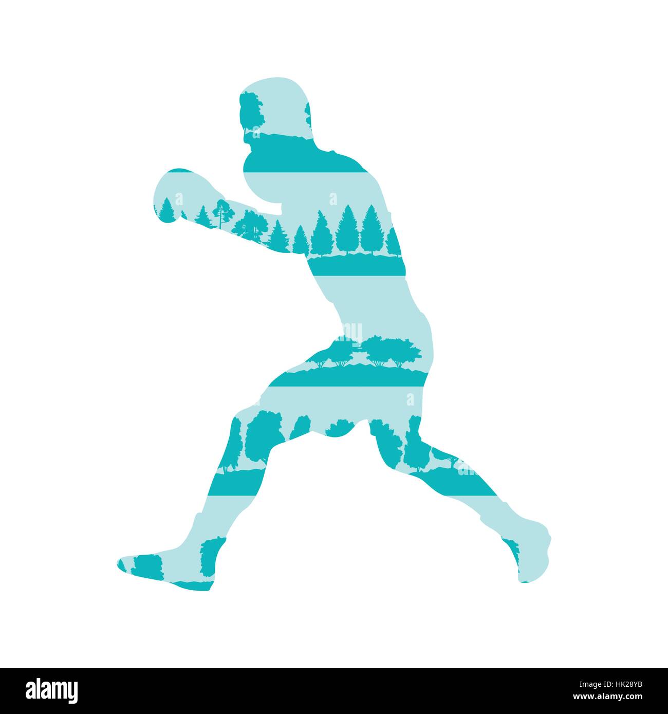Boxing man vector background concept made of forest trees fragments ...