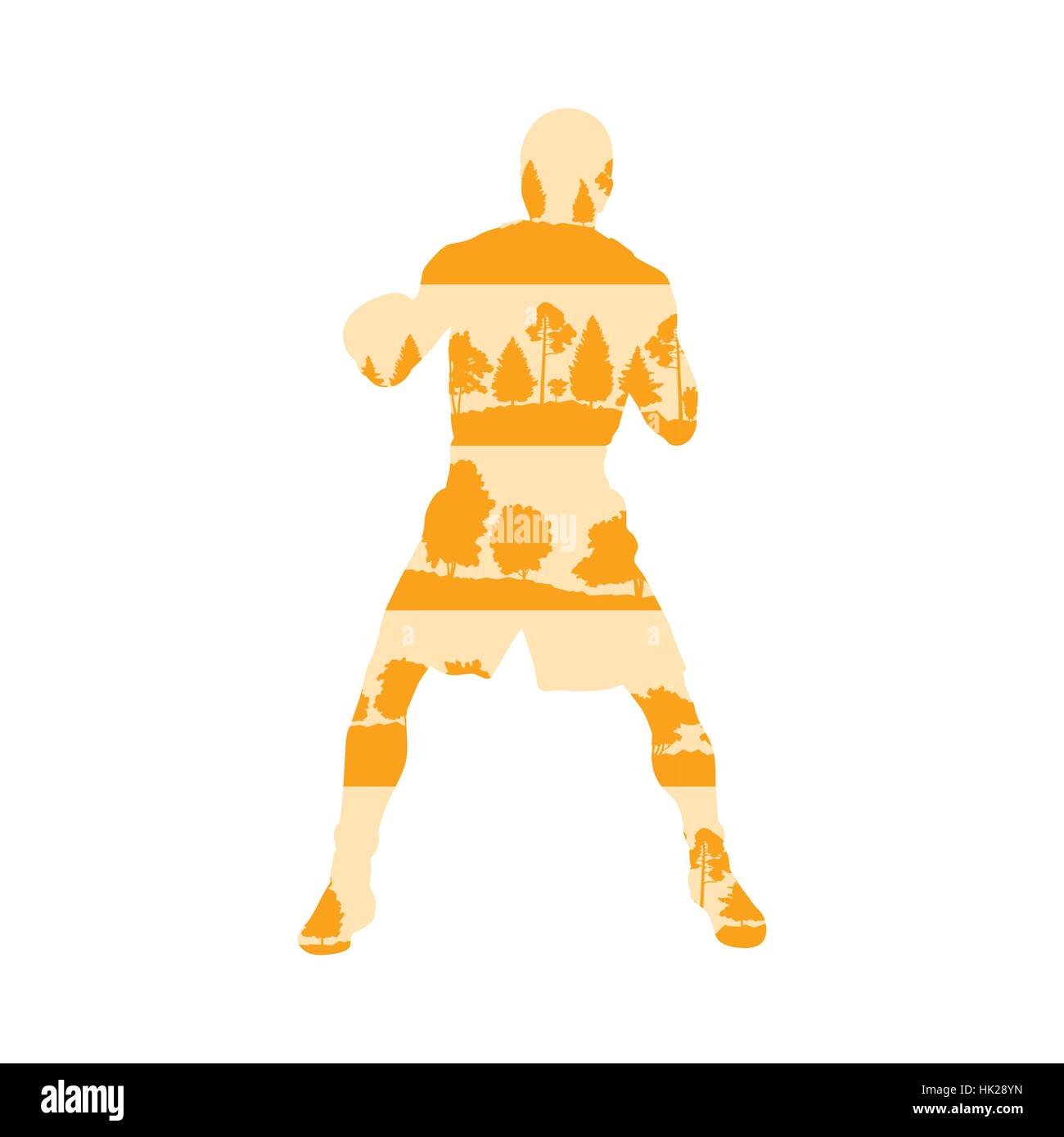 Boxing man vector background concept made of forest trees fragments ...
