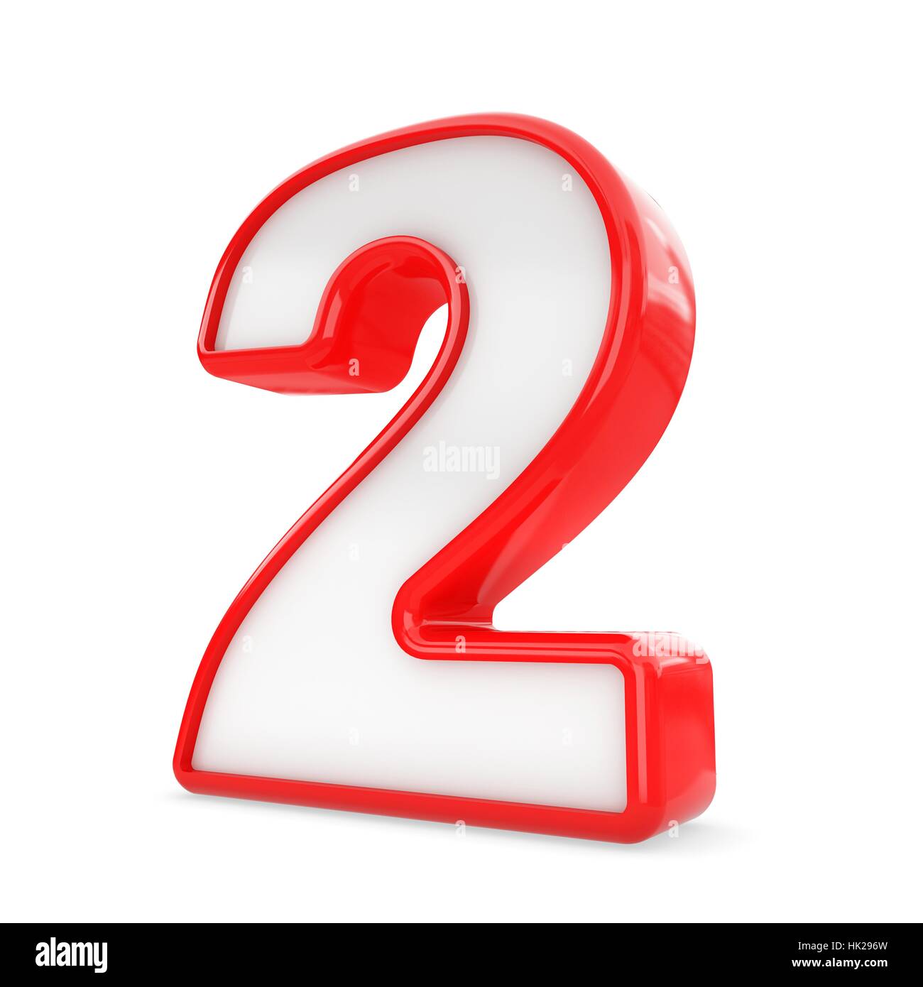 3d red and white plastic number 2 two isolated white background Stock Photo - Alamy