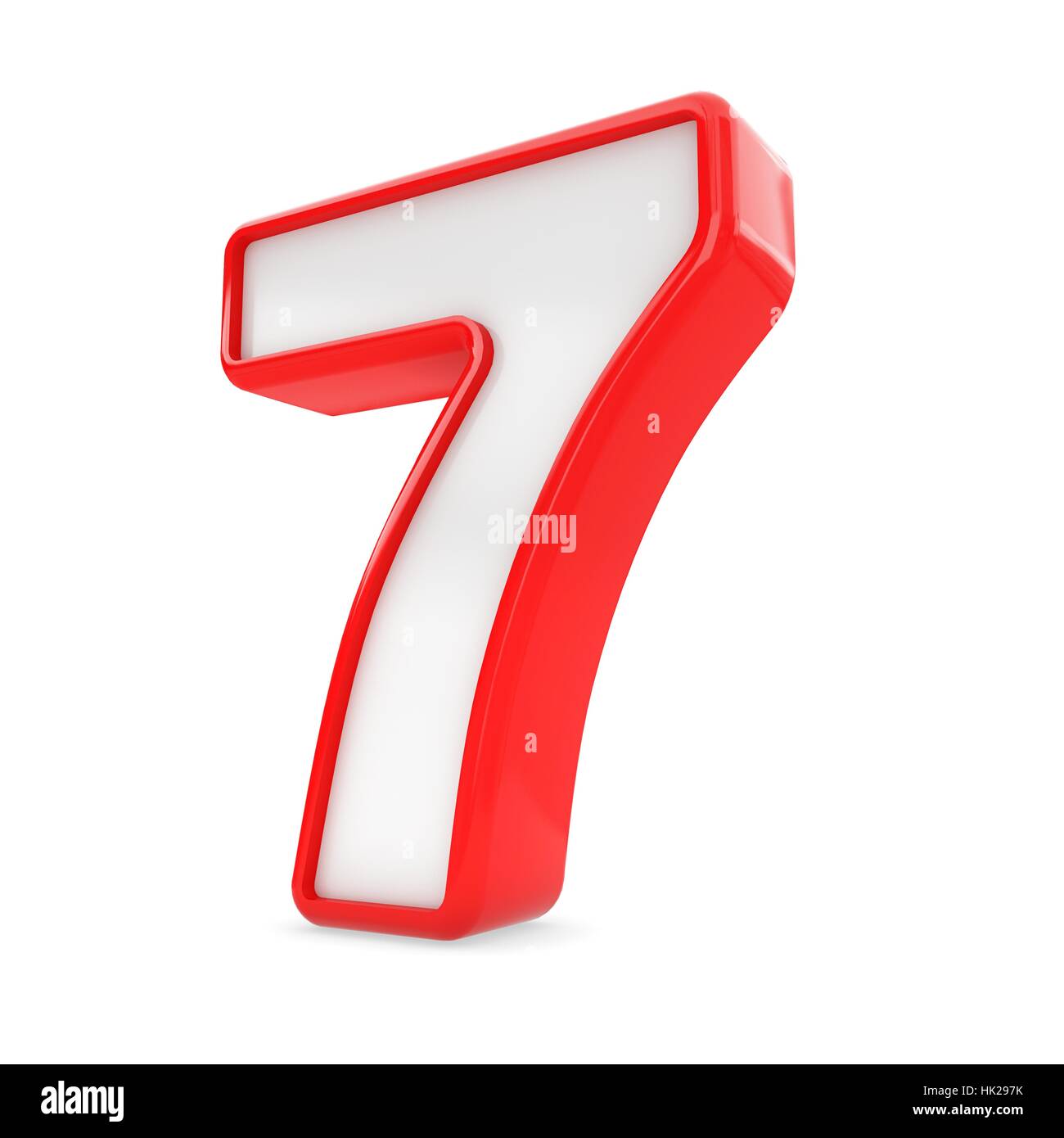 3d red and white plastic number 7 seven isolated white background Stock Photo - Alamy