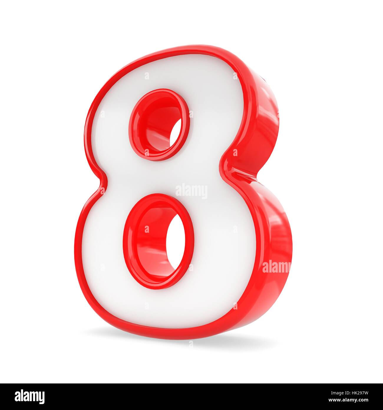 3d red and white plastic number 8 eight isolated white background Stock ...